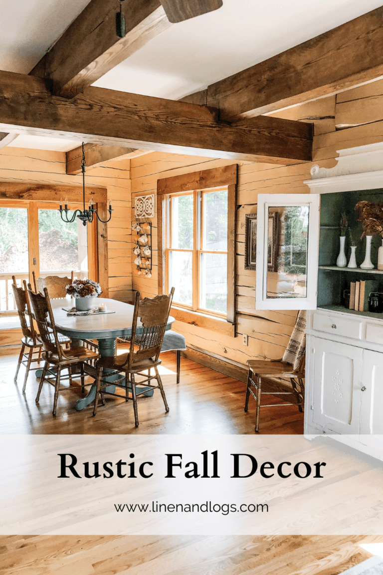 Rustic and Simple Fall Decor - Linen & Logs