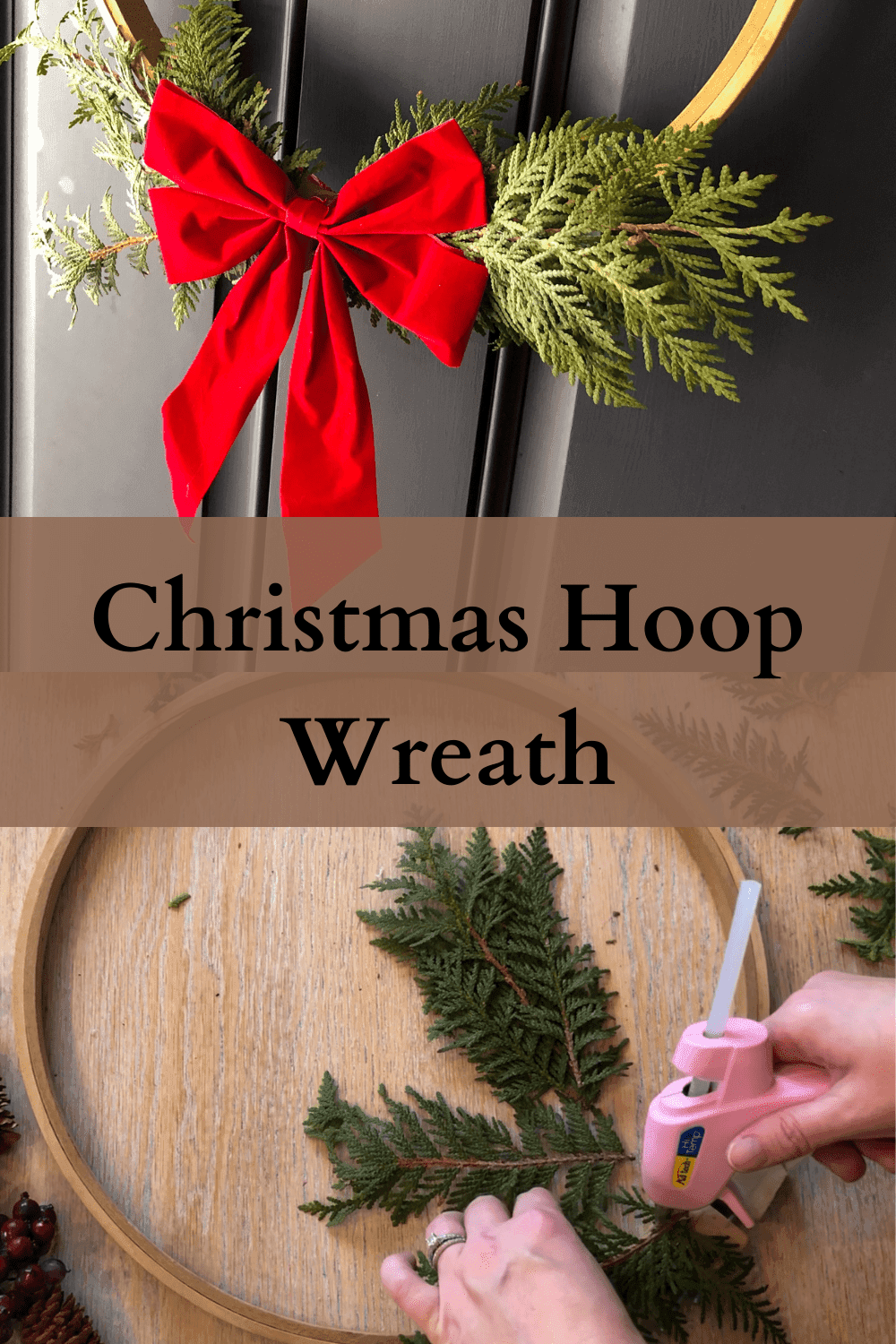 DIY Hoop Christmas Wreath - Linen & Logs